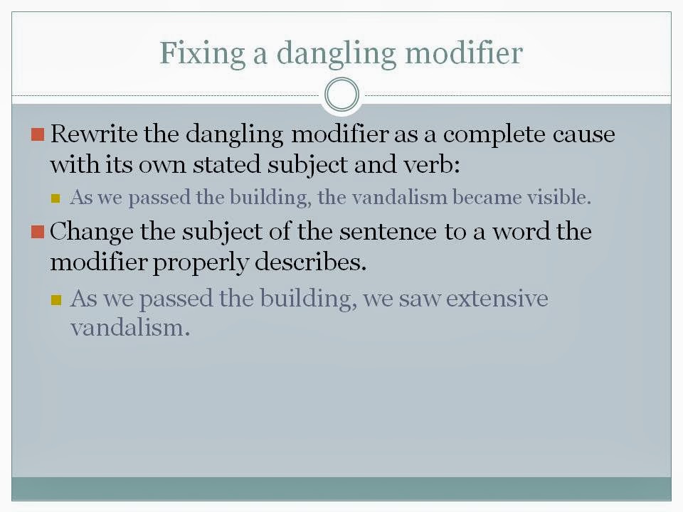 Writing Is Painless!: Modifiers ... don't misplace them or let them dangle!