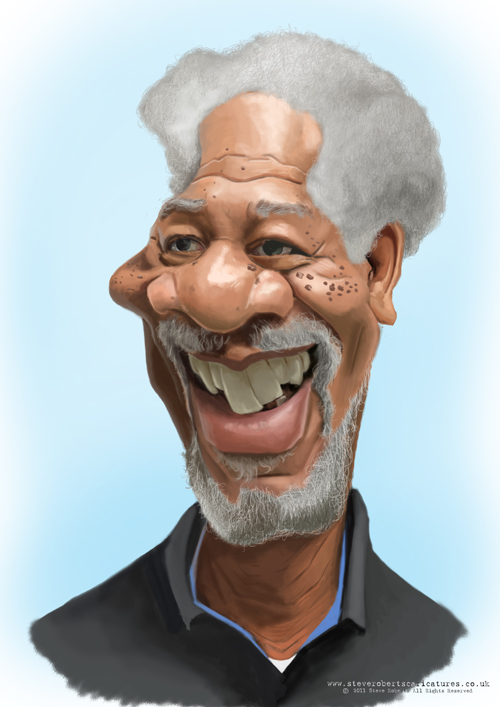Steve Roberts' Caricatures.: Morgan Freeman Caricature