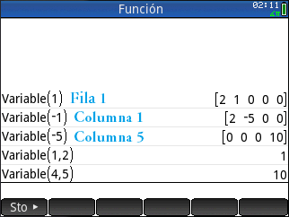 Matriz (Tipo) - HP Prime