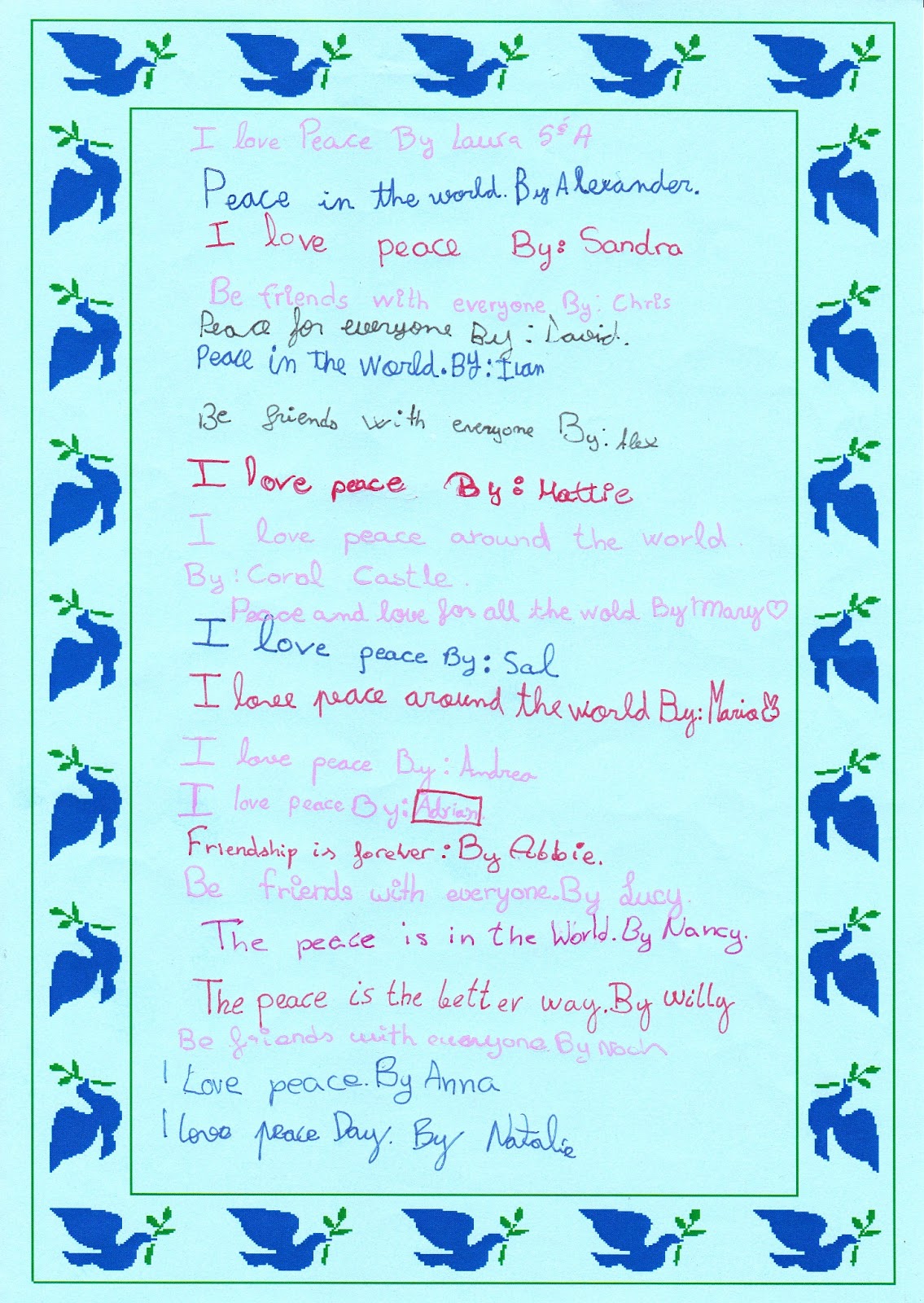 ENGLISH FUN&FAN CLUB: CELEBRATING PEACE DAY AT OUR SCHOOL