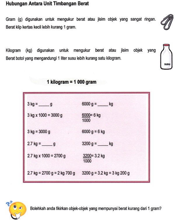 CERIA BERSAMA MATEMATIK: HUBUNGAN ANTARA UNIT TIMBANGAN BERAT