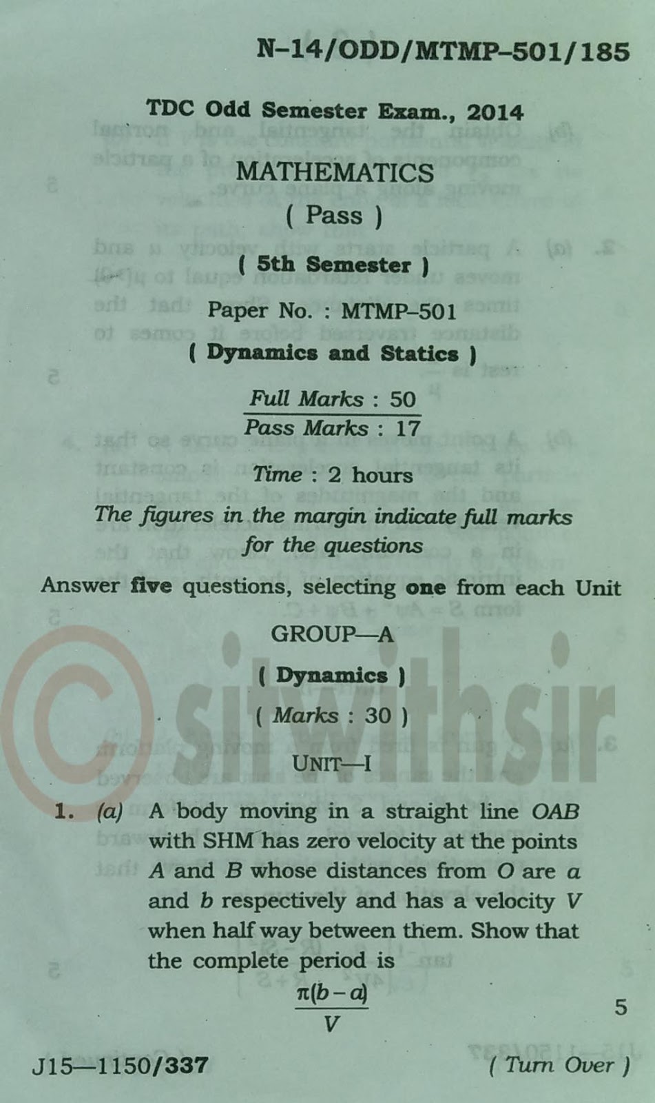Maths Question Paper For 5th Semester it Is Of The Year 2014 maths-question-paper-for-5th-semester-it-is-of-the-year-2014