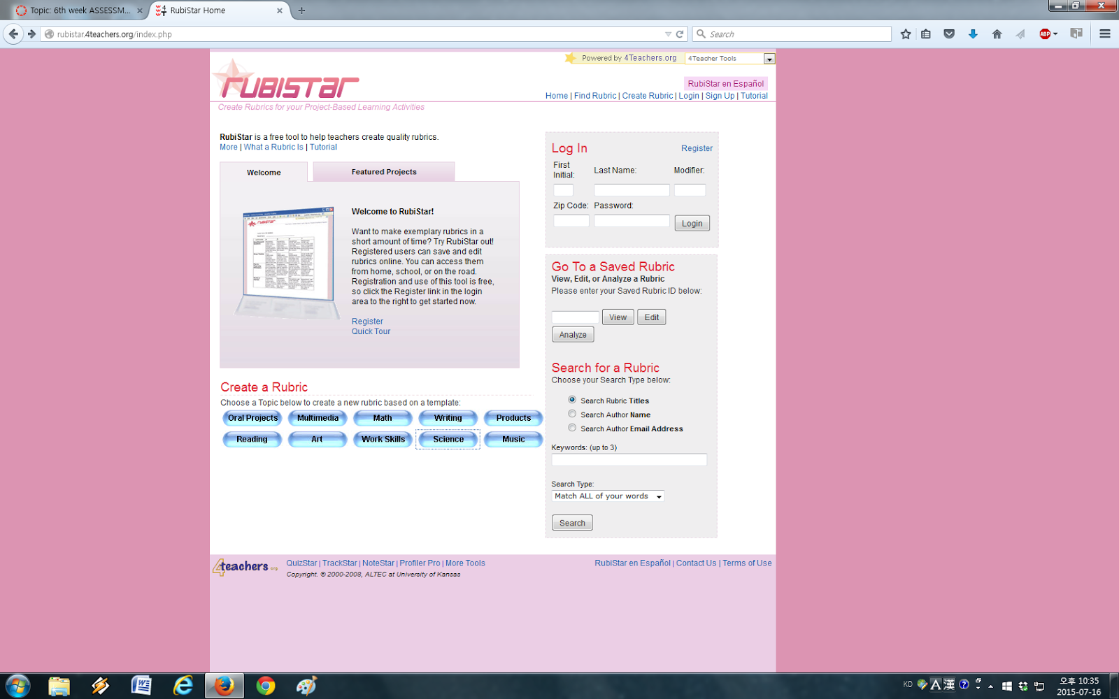 CALLing from Korea: Assessment Tools Evaluation: RubiStar
