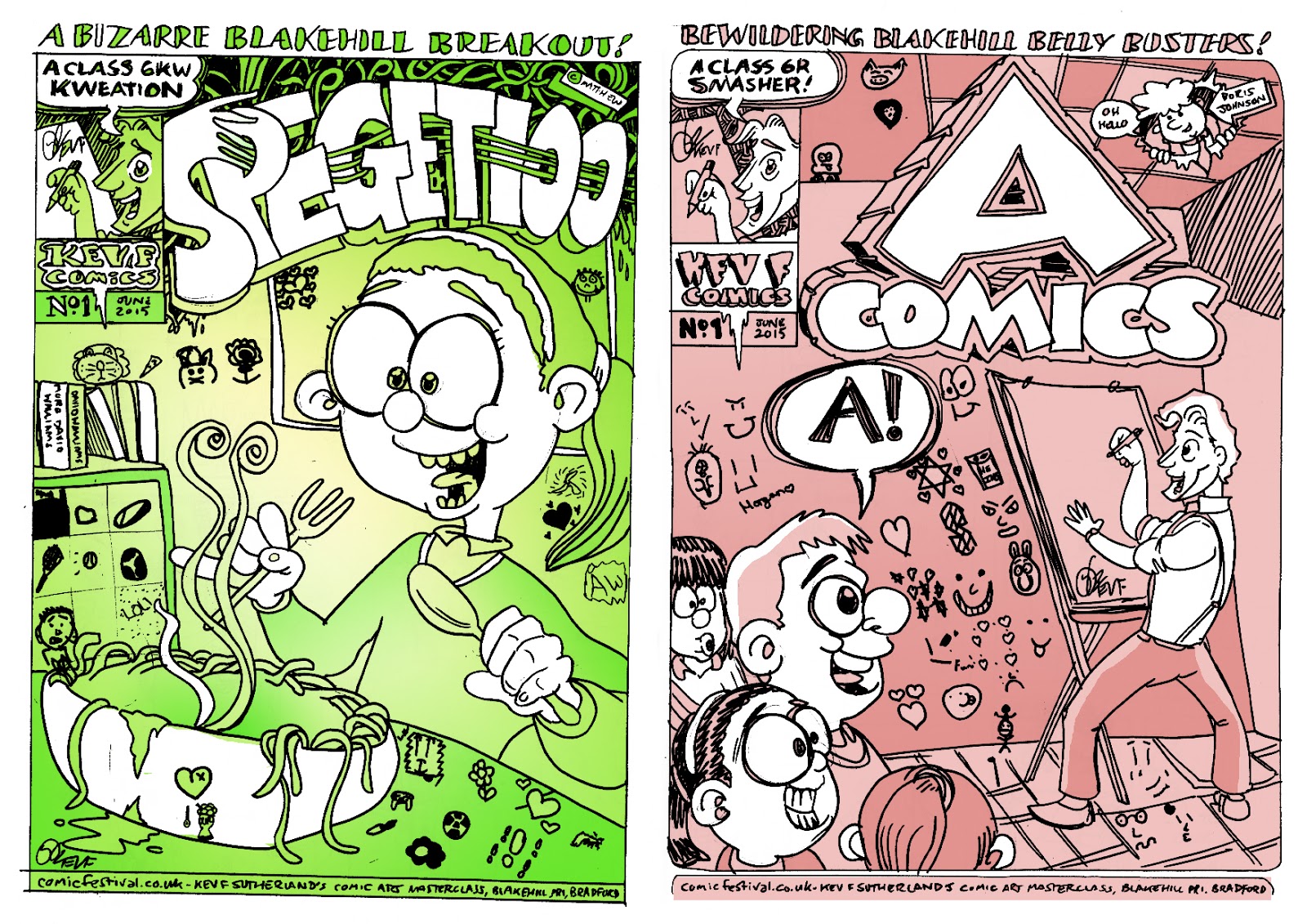 Kev F comic art: "A" Comics and They's Nuts - comics by kids in Bradford