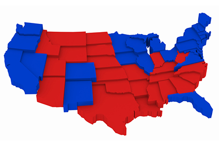 Map Of Us Red And Blue States - United States Map