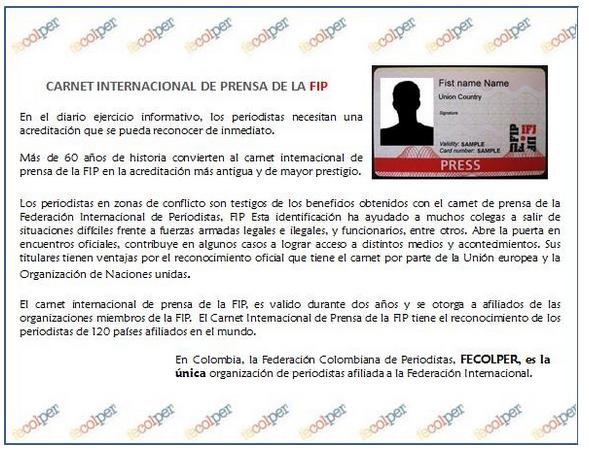 Corporación de Periodistas de Santander,FECOLPER/FIP: AQUI TODA LA ...