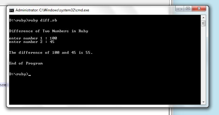Free Programming Source Codes and Computer Programming Tutorials: Difference of Two Numbers in Ruby
