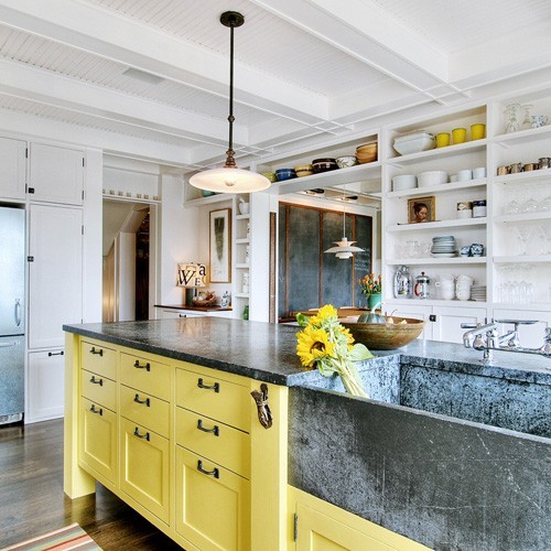 Michael Homchick Stoneworks: COLORFUL Painted kitchen cabinets