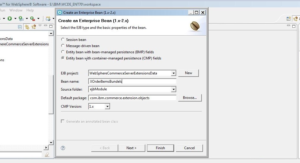 IBM Websphere commerce: Creating new EJB in IBM WCS
