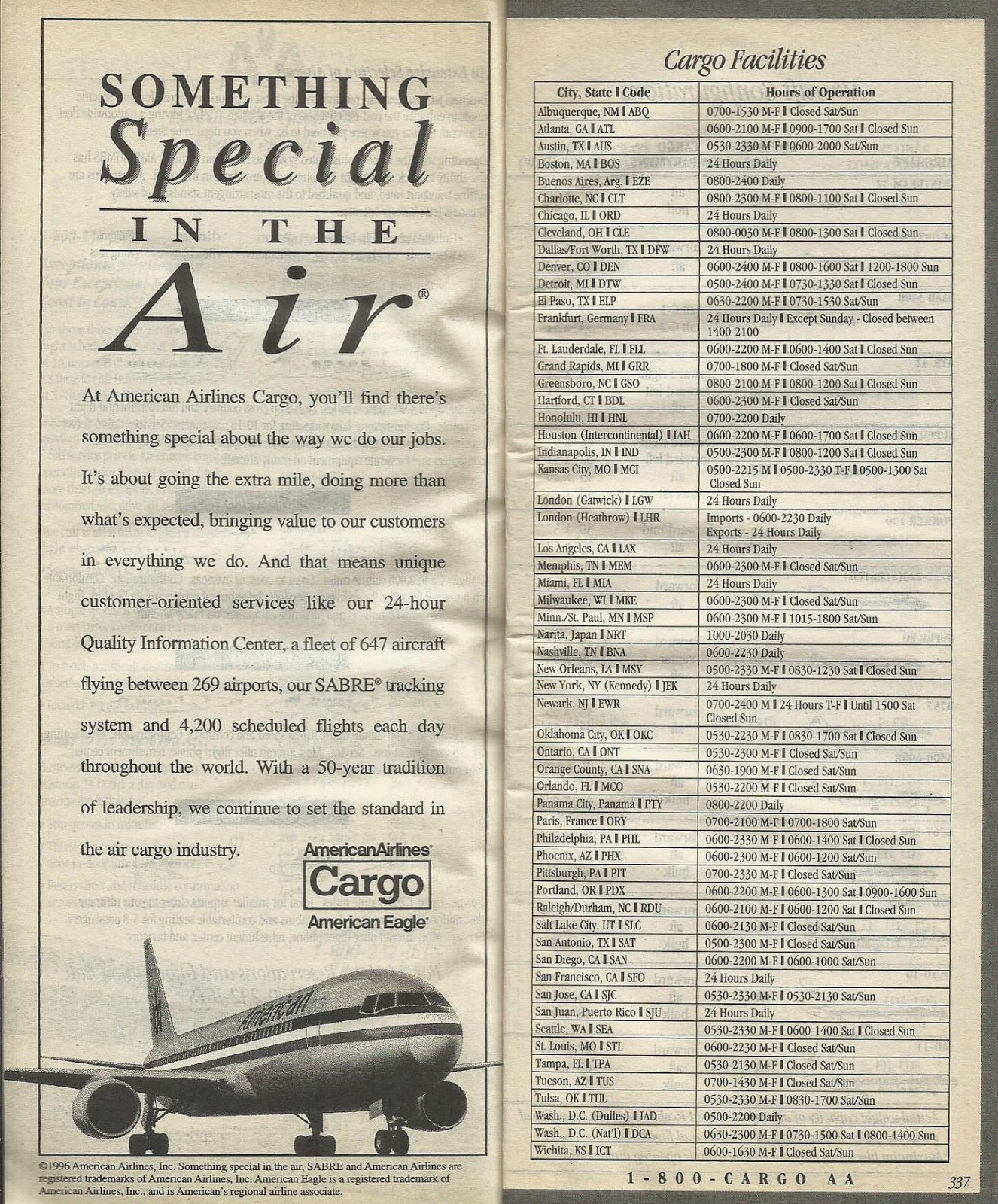 Airline memorabilia: American Airlines (1996)