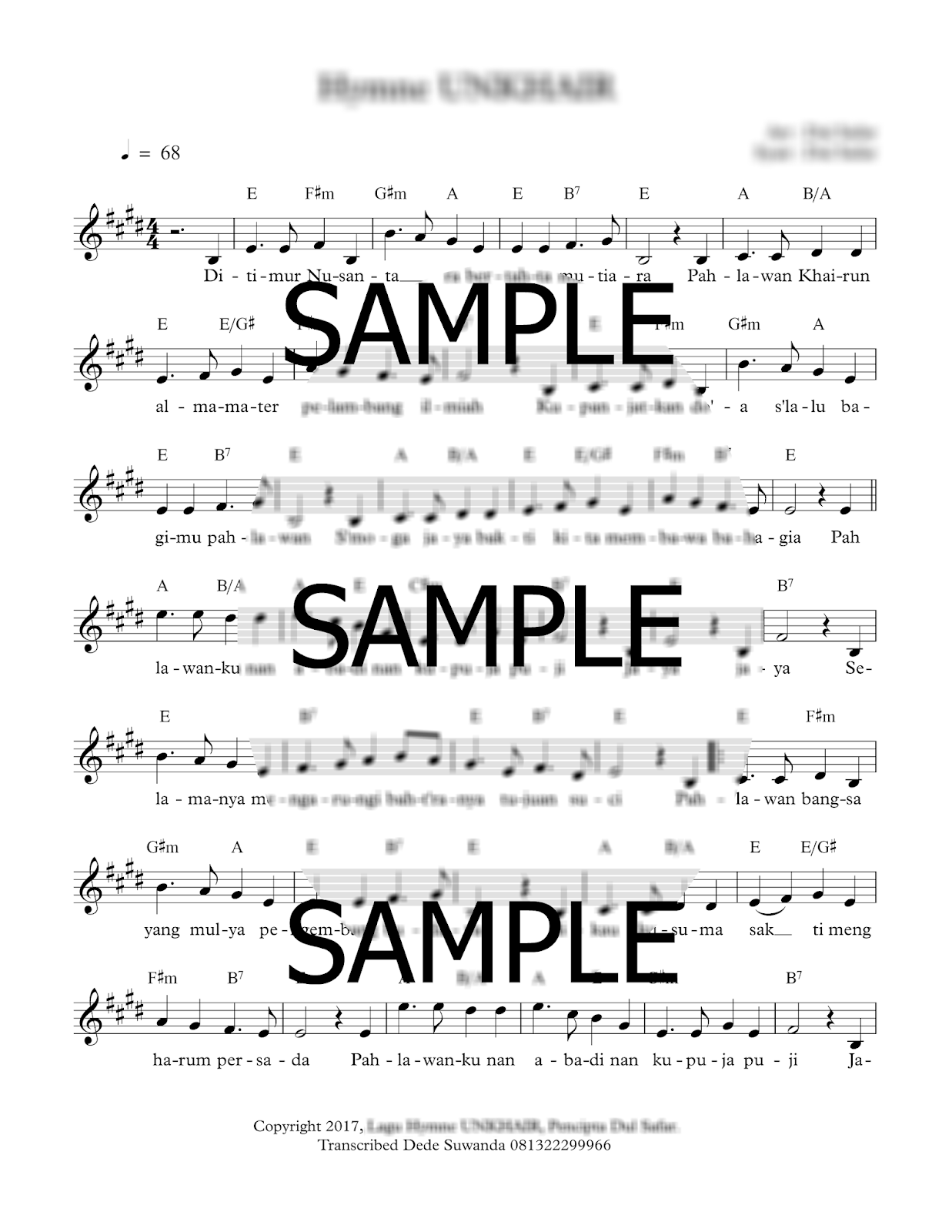 Contoh Hasil Pesanan Menulis Partitur Not Balok Lagu Hymne - Jasa ...