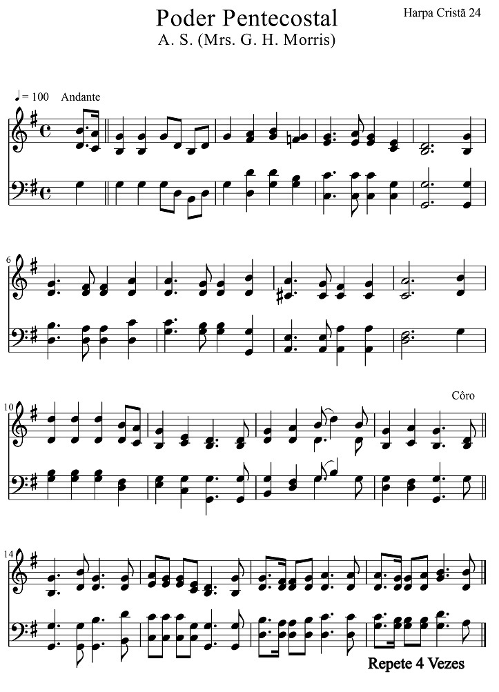 Partituras Harpa Cristã: Poder Pentecostal (Harpa Cristã 24)