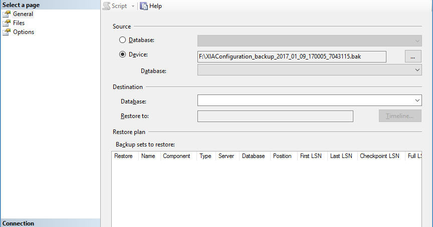 Restore Backup Sql Server Shows No Backups And Displays No Backupset Selected To Be Restored