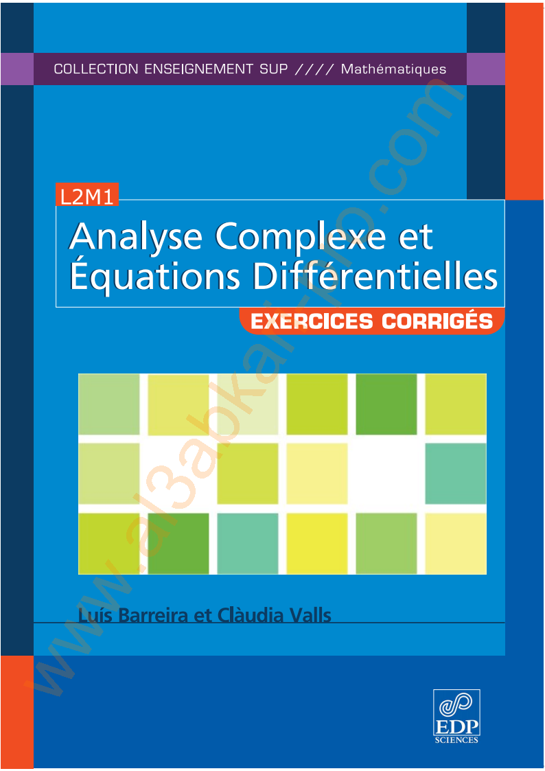 (pdf) LIVRE EXERCICES D’ANALYSE COMPLEXE ET ÉQUATIONS DIFFÉRENTIELLES