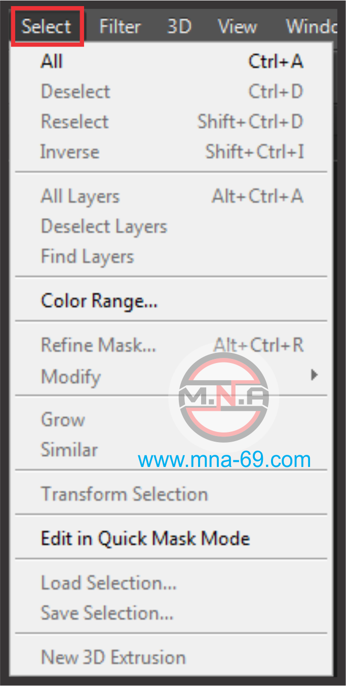 Explanation Of Select Menu In Adobe Photoshop - MNA