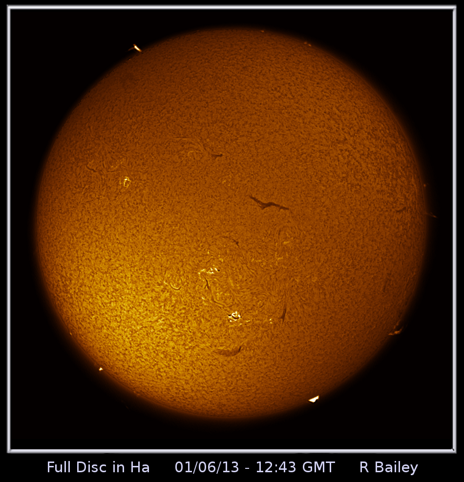 Solar Observations by R Bailey: Hydrogen Alpha Images