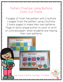 Pattern Practice Using Buttons Worksheets ~ Preschool Printables