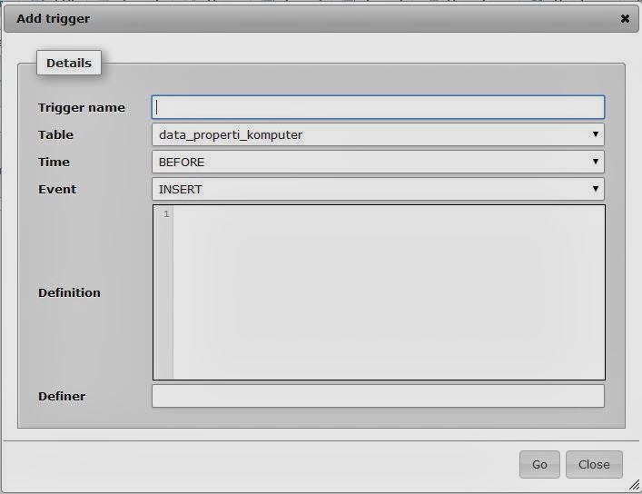 Tugas TI Tok Doang: *Membuat Trigger di MySql dengan PHPmyAdmin*