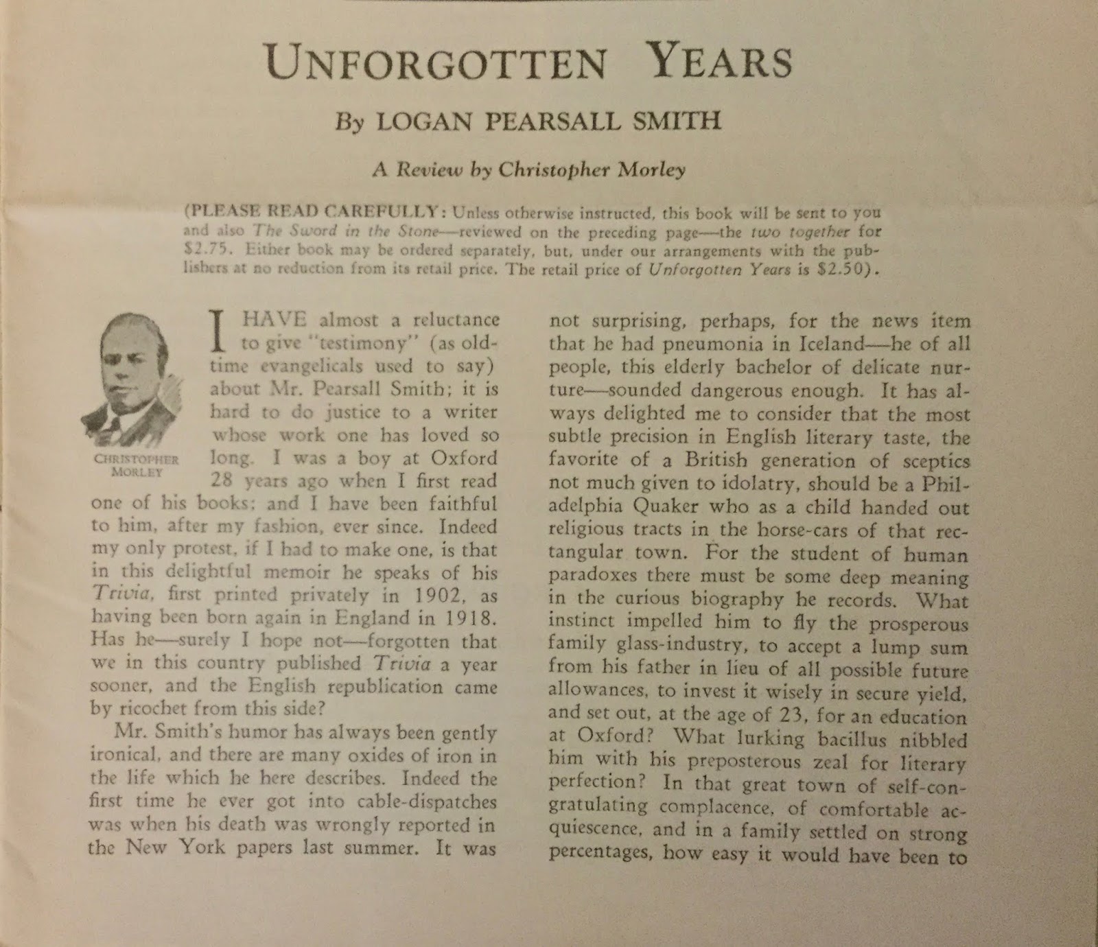 My Sentimental Library: Logan Pearsall Smith and the Things He Wrote