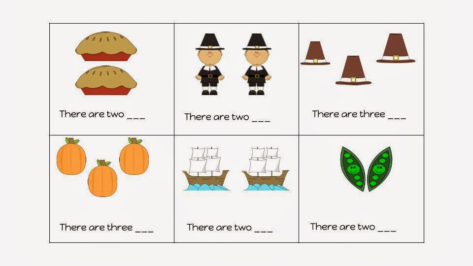 Speechy Days in the Pre-K: Thanksgiving Plurals Freebie