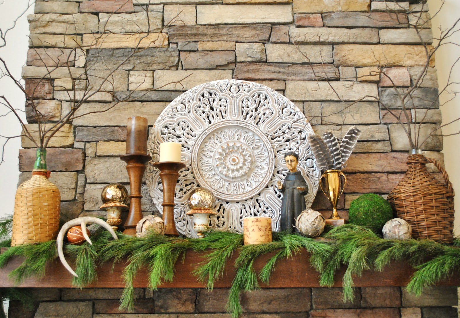 Sophia's: Rustic Stone Christmas Mantel