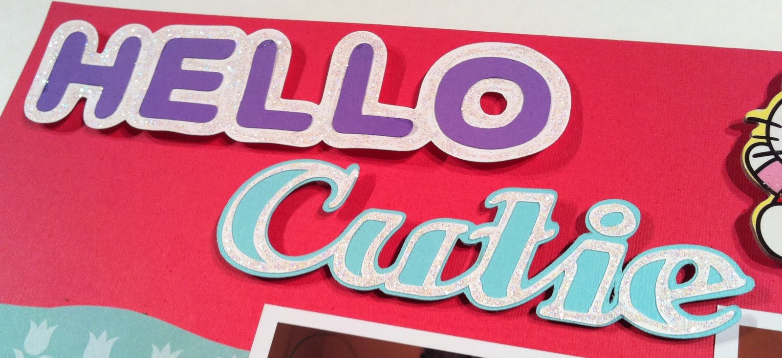 Scrap-Stickle-Pop: Hello Cutie Layout using Hello Kitty Font