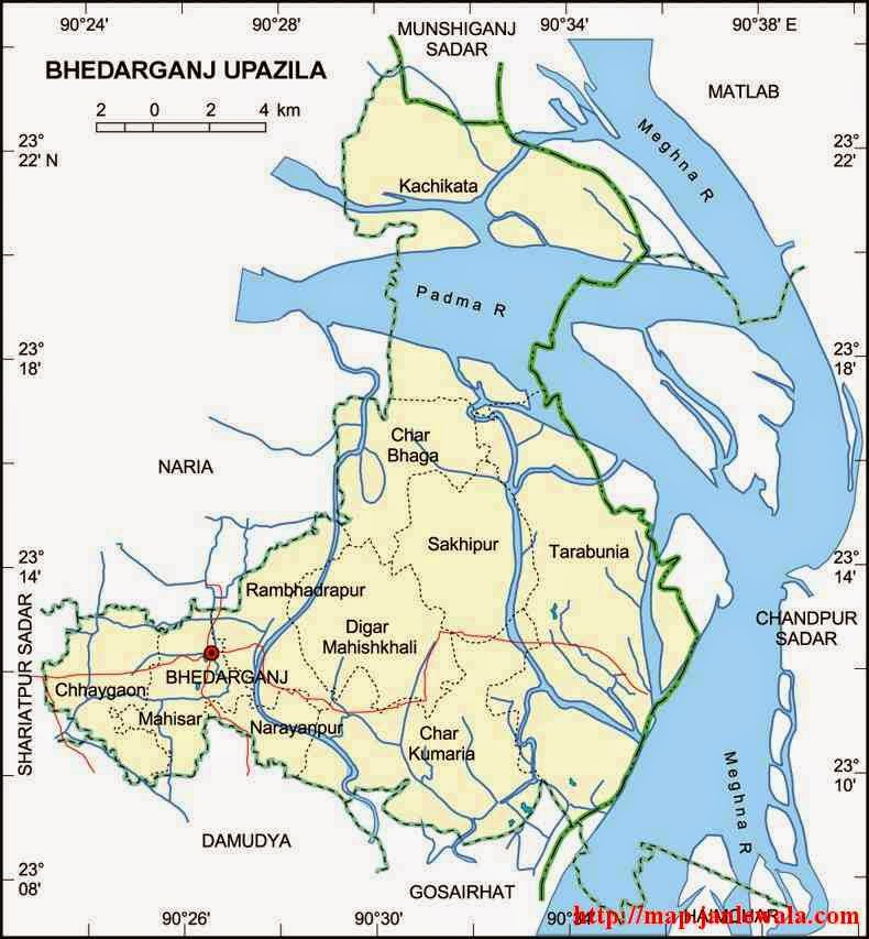 Bhedarganj Upazila Map, Shariatpur District, Bangladesh
