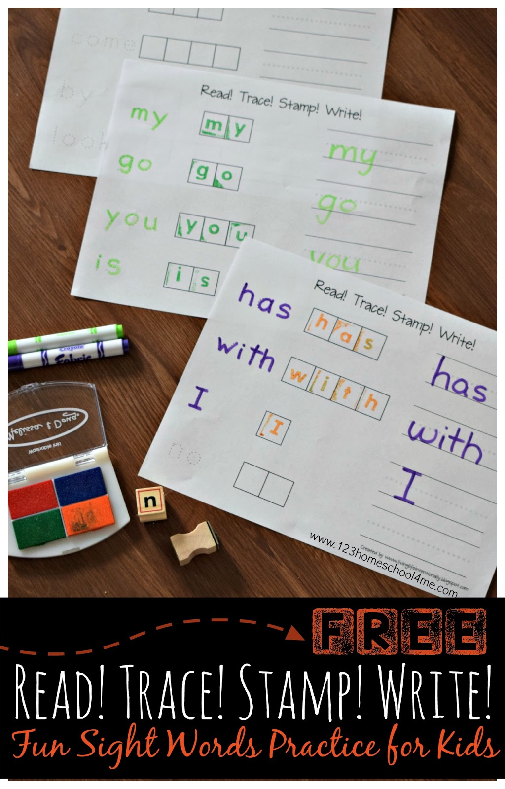 Read! Trace! Stamp! Write! Sight Words Worksheets