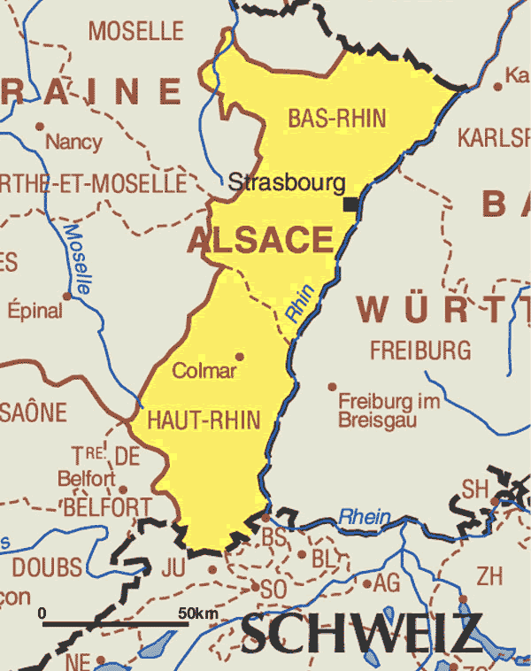 Alsace Régional Carte de la Ville | Carte Régional de la Ville Françaises