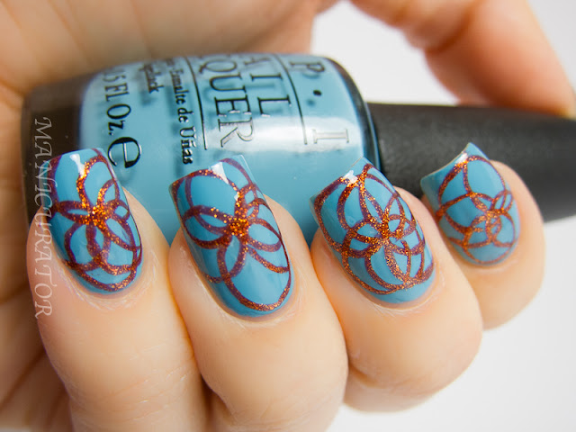 Free Hand Circle Nail Art With OPI Euro Centrale