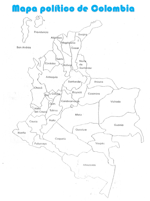 Fichas de Primaria: Mapa político de Colombia