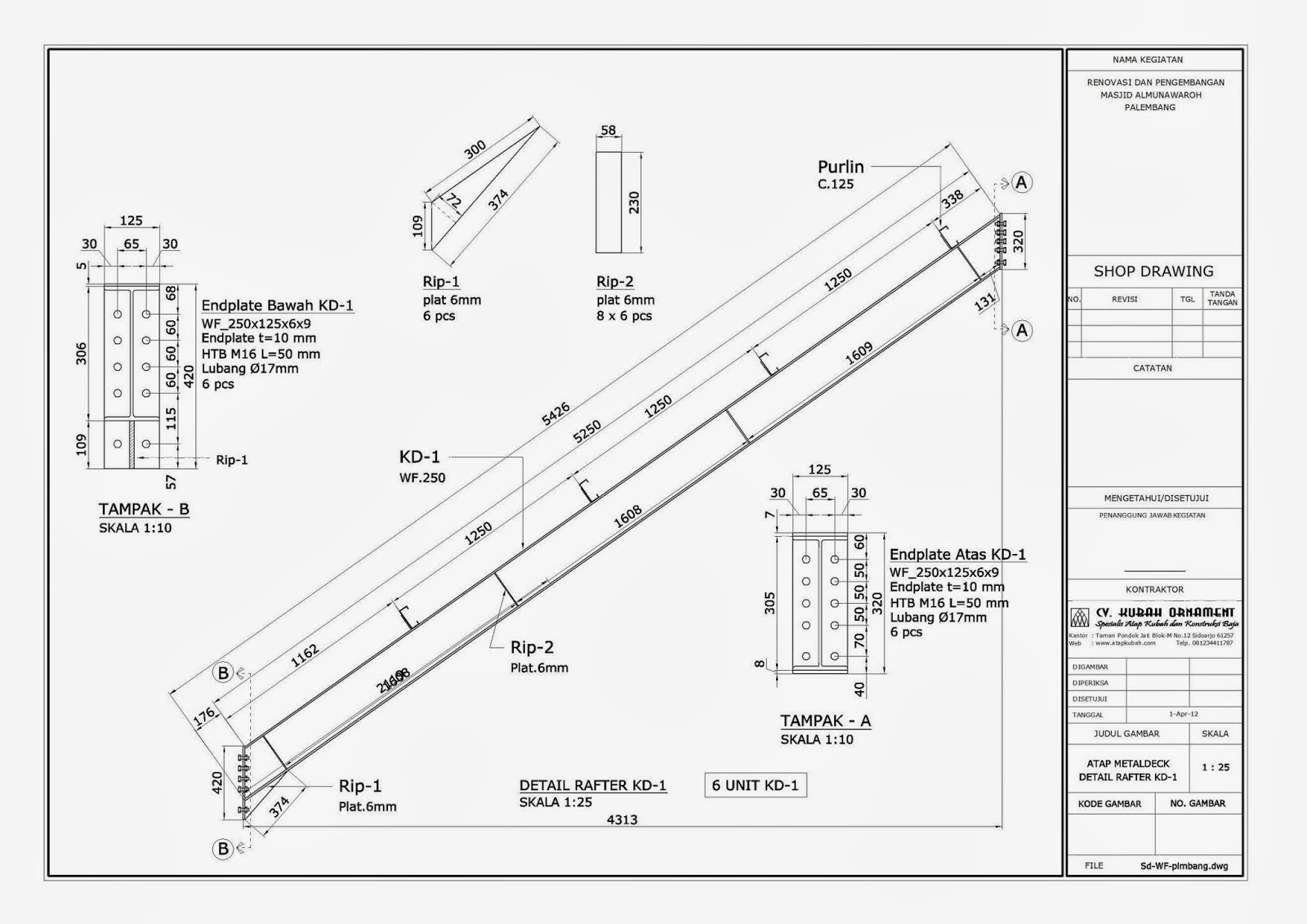 Desain Konstruksi Baja Atap WF - Konstruksi Bangunan Rumah Sederhana