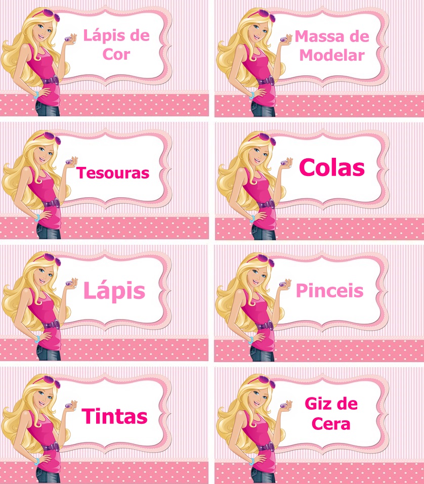 Etiqueta Escolar da Barbie