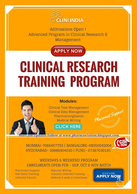 CLINICAL RESEARCH TRAINING PROGRAM @ CLINI INDIA - PHARMA WISDOM