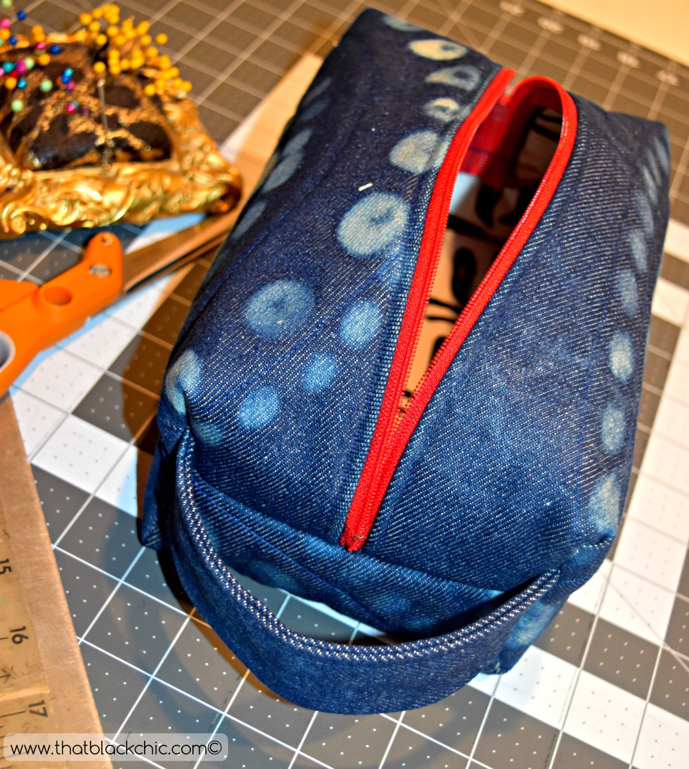 Another DIY Square Cosmetic Bag with Denim & Lips this time![ Tutorial ...