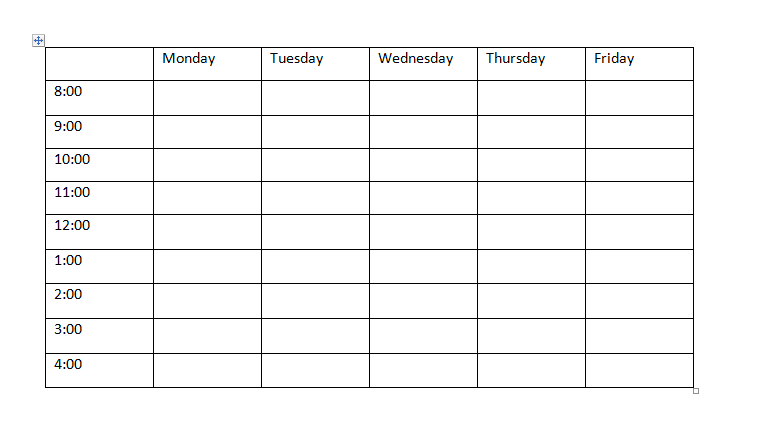 OrganizedStudentLife: How to create a schedule in Microsoft Word