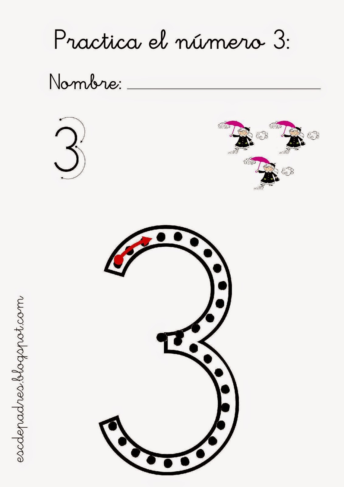Escuela de padres y madres: GRAFOMOTRICIDAD: PRACTICA EL NÚMERO 3