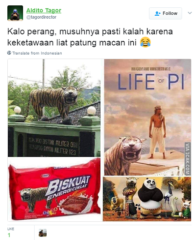 Kumpulan Meme Kocak Patung Macan Nyengir Yang Lagi Heboh | LIAT AJA