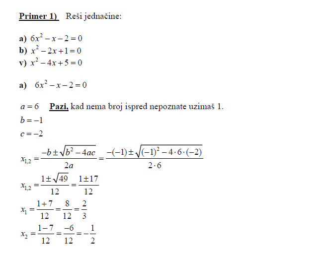M A T E M A T I K A P N: KVADRATNA JEDNAČINA