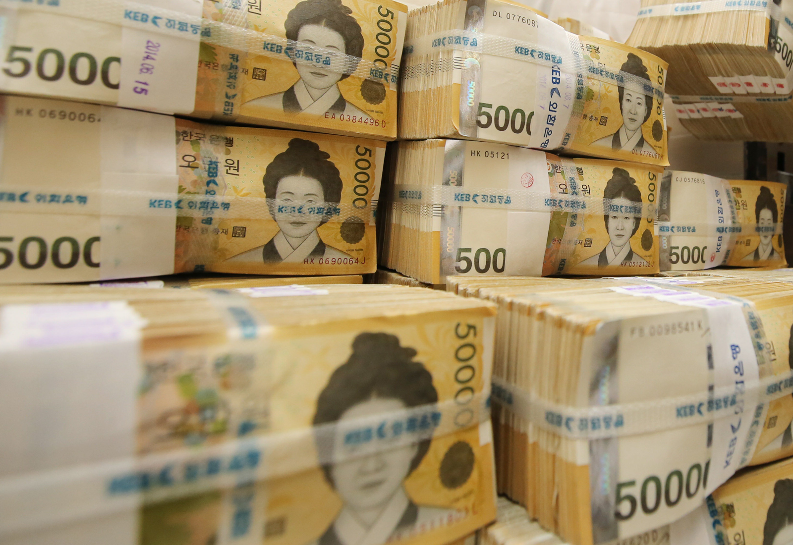 5만원, 5만원권 지폐, 5만원권 다발 이미지: Korean 50,000 Won Bill