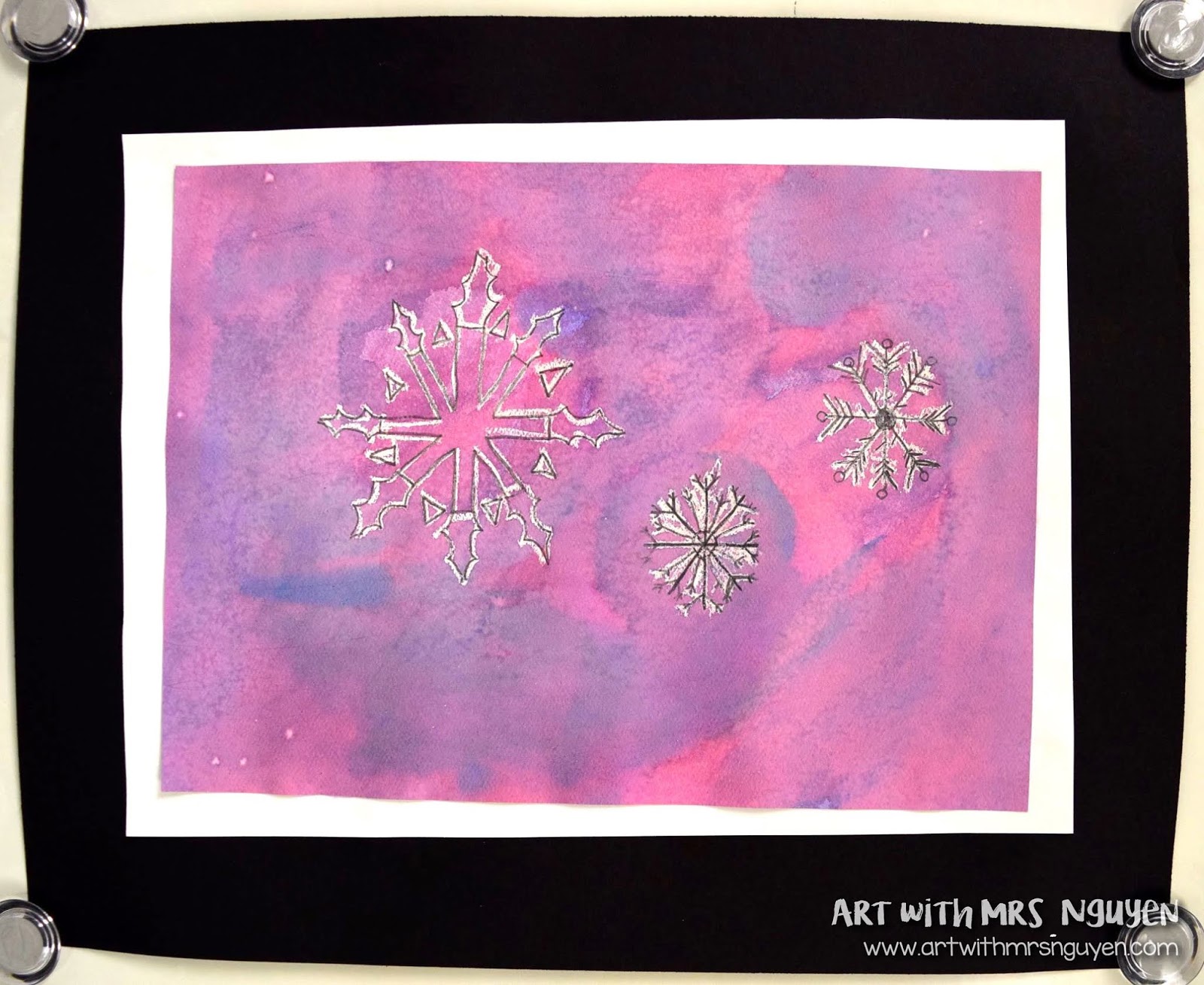 Watercolor Snowflake Paintings (3rd) | Art with Mrs. Nguyen