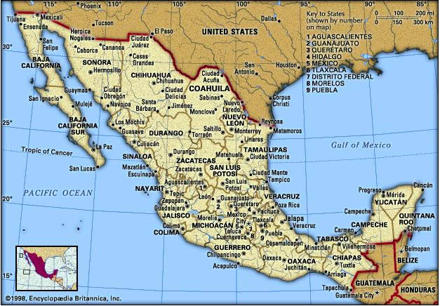 MEXICO - GEOGRAPHICAL MAPS OF MEXICO