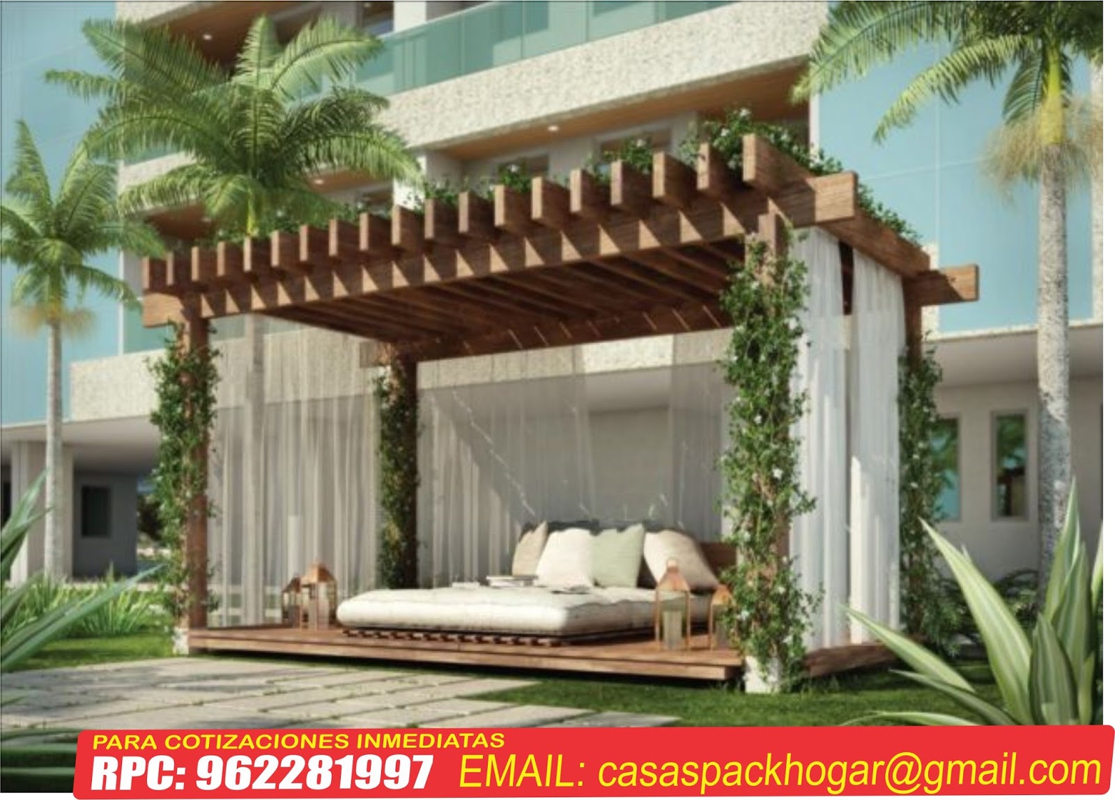 Diseños de pérgolas con cortinas - PACKHOGAR