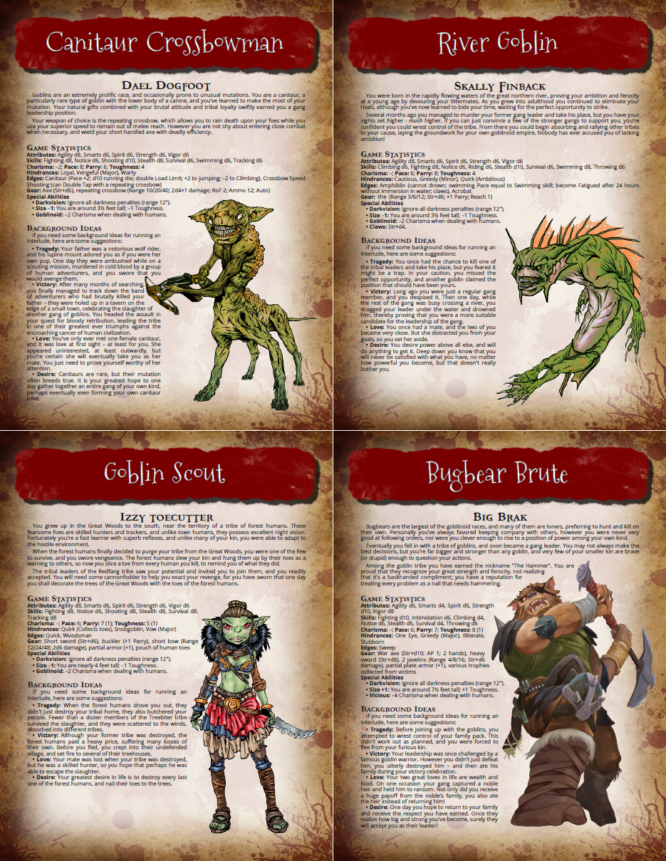 Zadmar's Savage Stuff: Saga of the Goblin Horde: 4 Archetypes