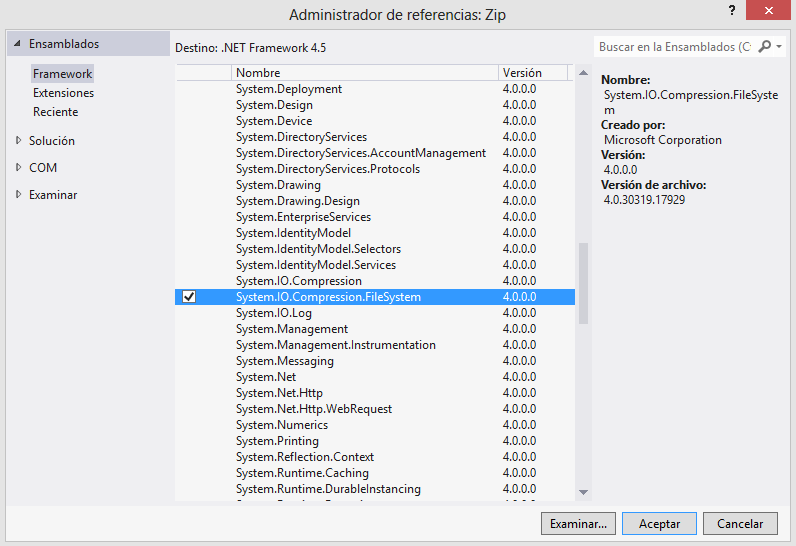 Comprimir y extraer archivos Zip