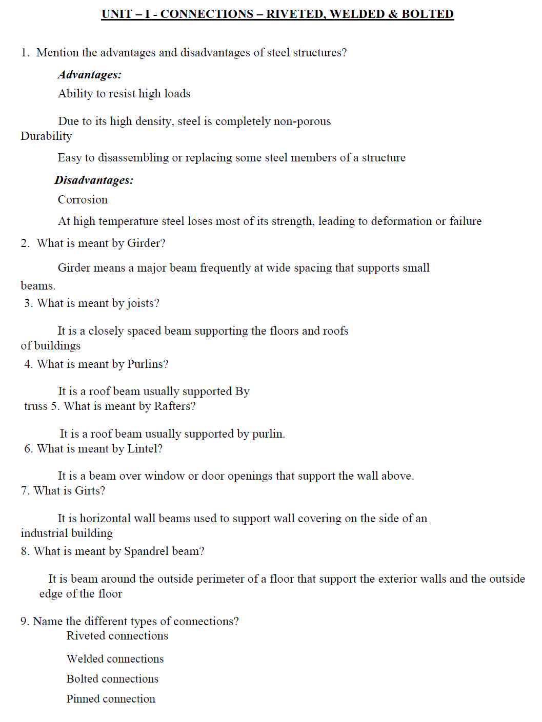 CE2352 - Design of Steel Structures - 02 marks questions with answers ...