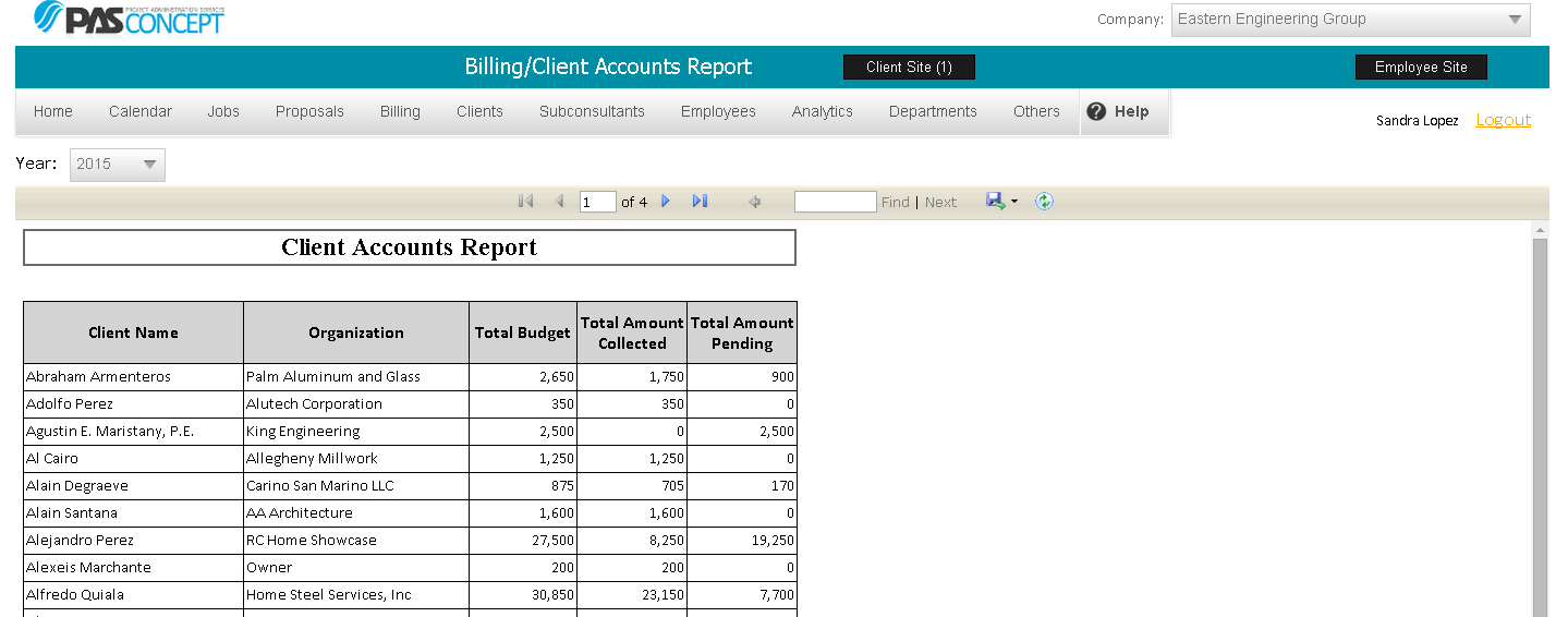 Blog PASconcept: Billing/Client Accounts Report