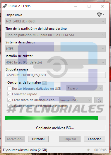 Crear pendrive booteable de un ISO con Rufus.