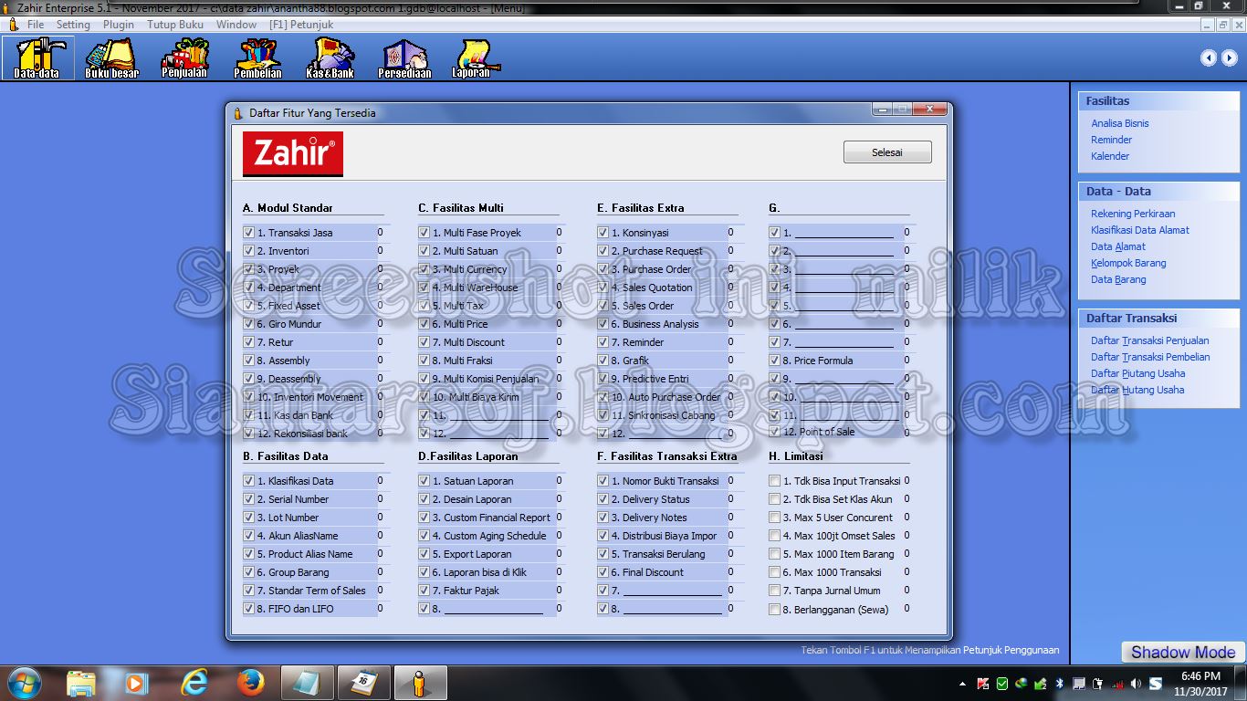 Siantarsof: ZAHIR ACCOUNTING ENTERPRISE 5.1 BUILD 17b