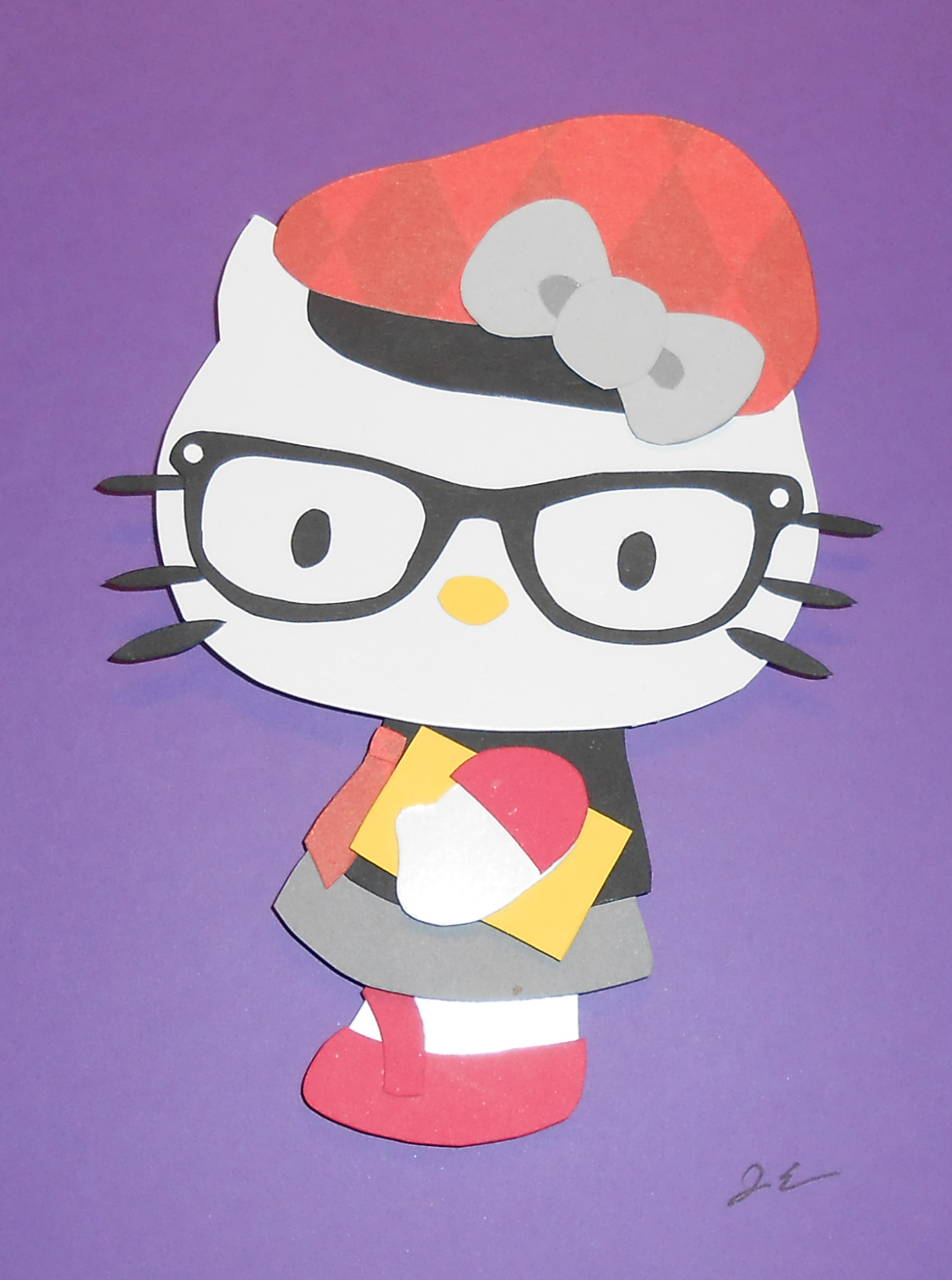 Jeff Ellison Art: Nerdy Hello Kitty 3-D paper diorama